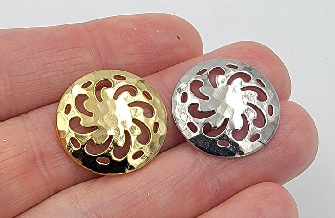 Western Connector, Concho Charm, Gold or Silver Concho, Rustic, Western ...