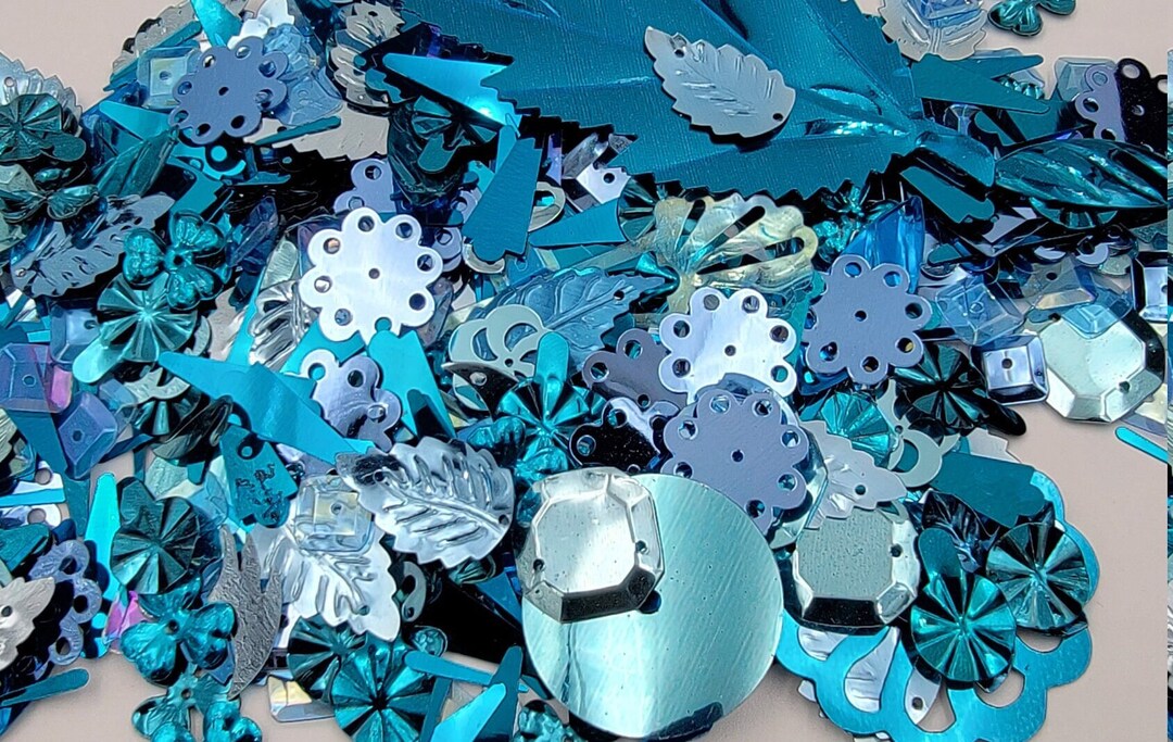 Vintage Sequins, Assorted Aqua and Teal Sequins, Assorted Vintage ...