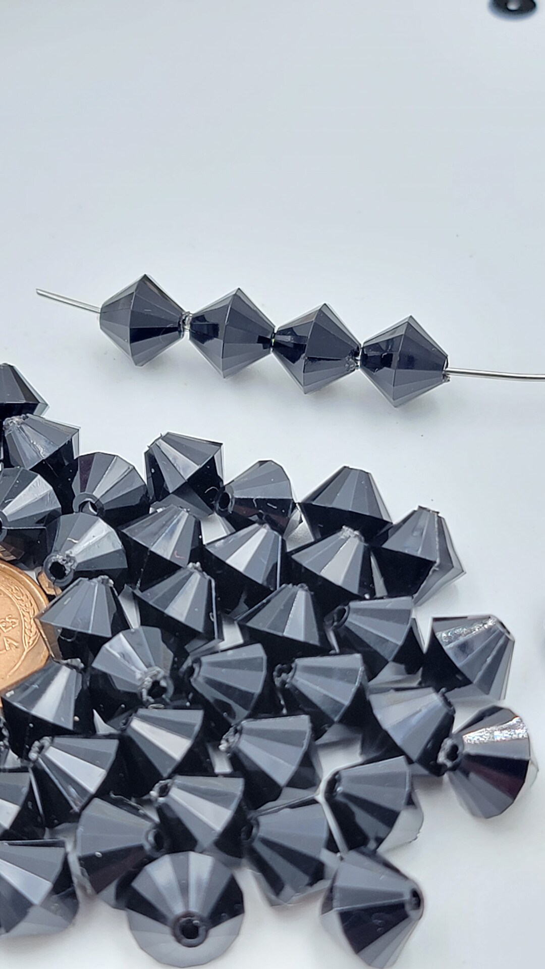 Vintage Acrylic Beads, Faceted Jet Bead, Black Diamond Faceted, Faceted ...