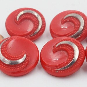 Red Glass, Buttons, Mid Century, Red Glass With Silver Swirl Accents ...