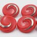 Red Glass, Buttons, Mid Century, Red Glass With Silver Swirl Accents ...