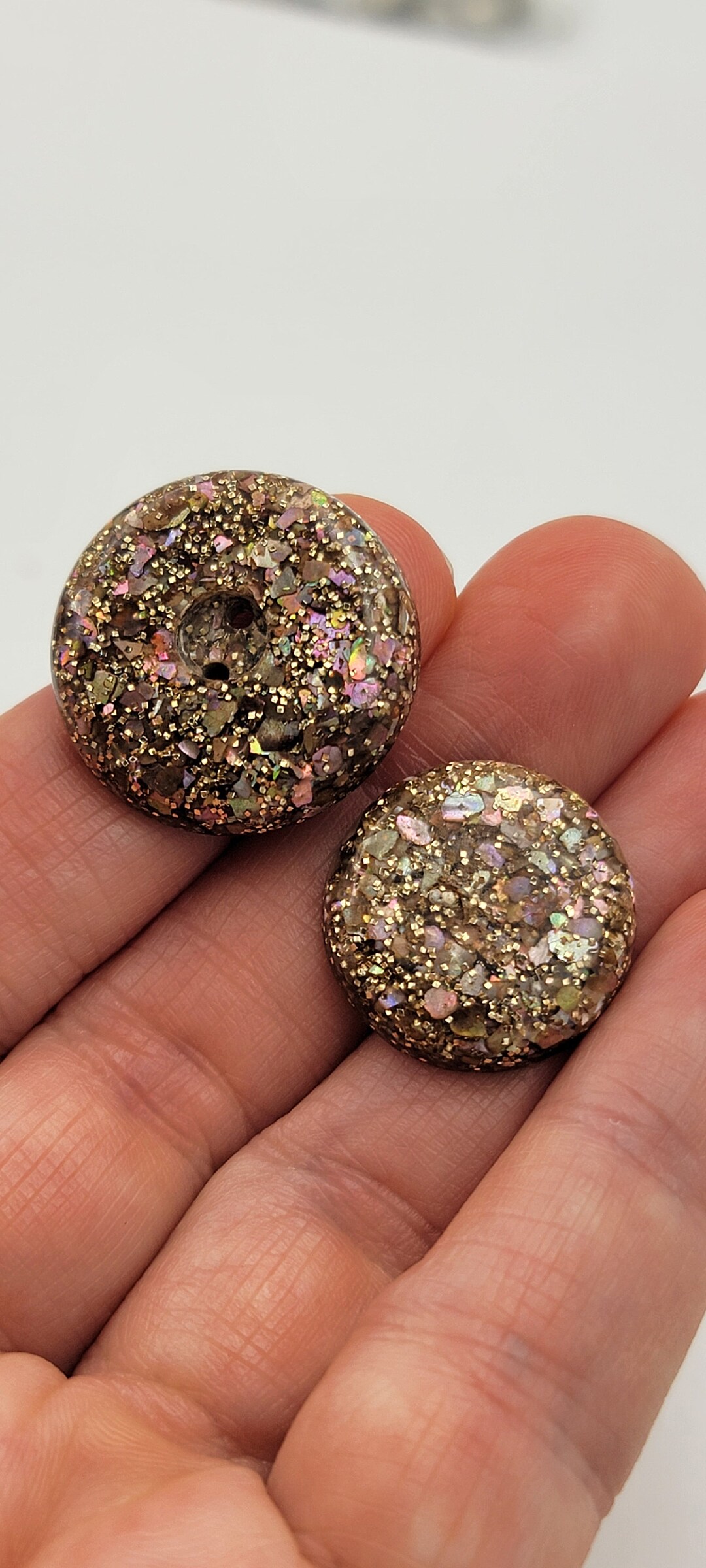 Vintage Button, 2 Medium Lucite 1940's-1960's Buttons, Glitter Buttons ...