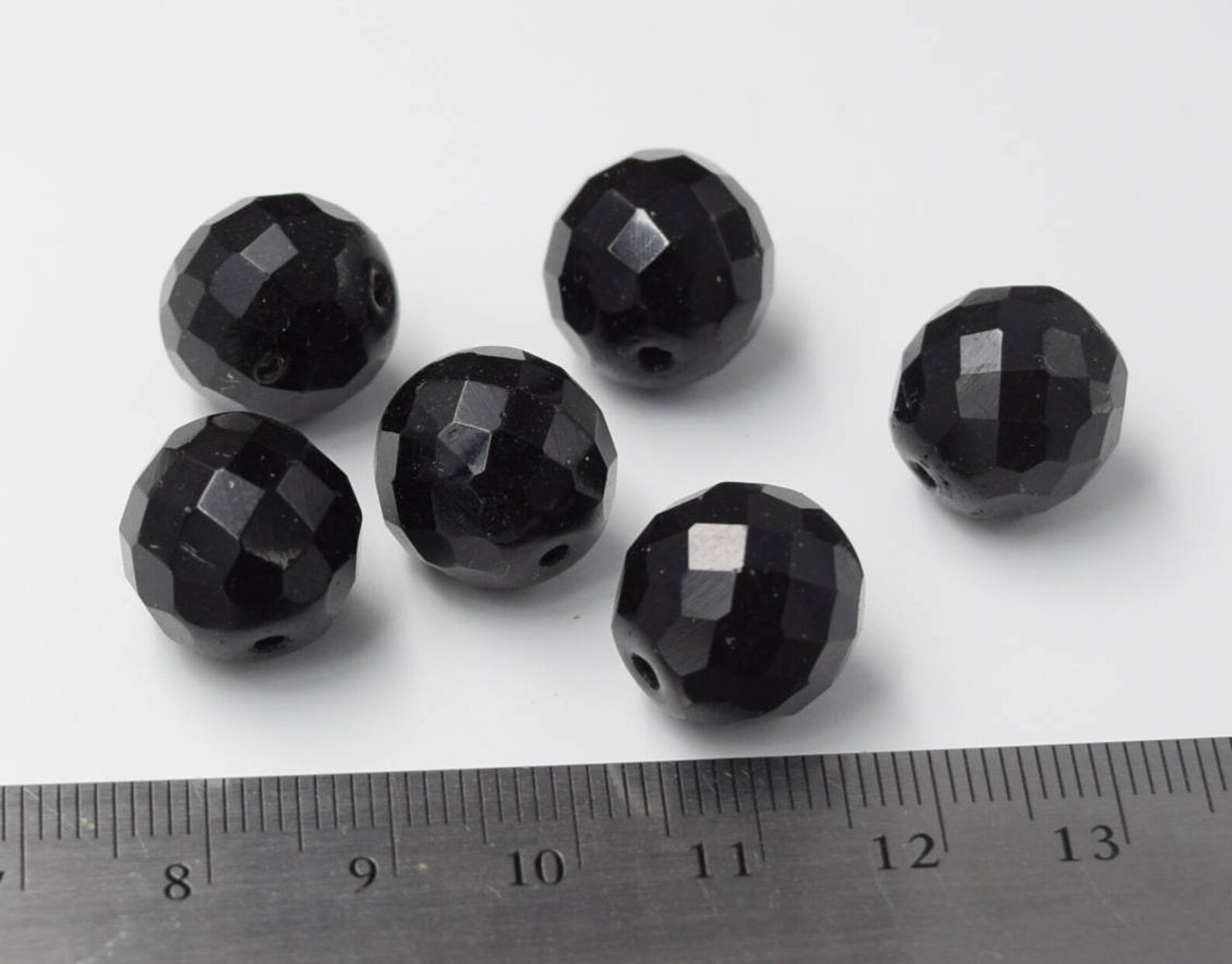 Vintage Czech Glass Jet Beads, Fire Polished Glass Jet Bead, Black Jet ...