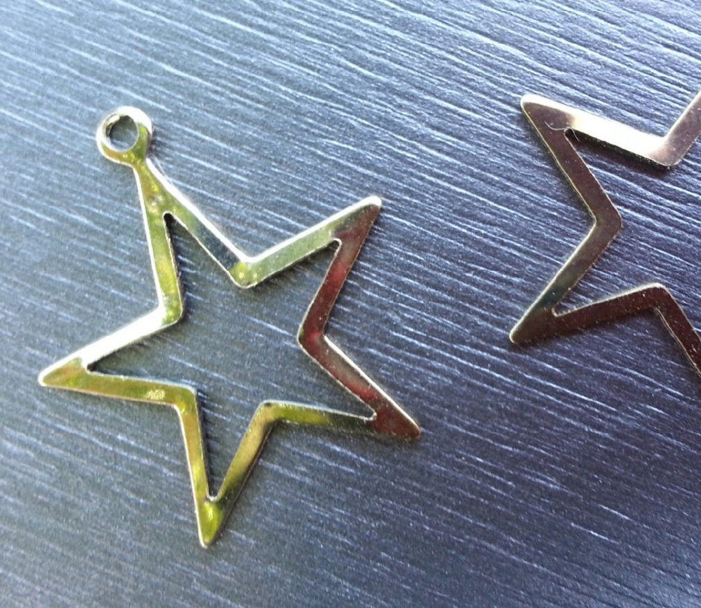 Star Charms Star Dangles Stars and Moons Gold Stars Silver - Etsy