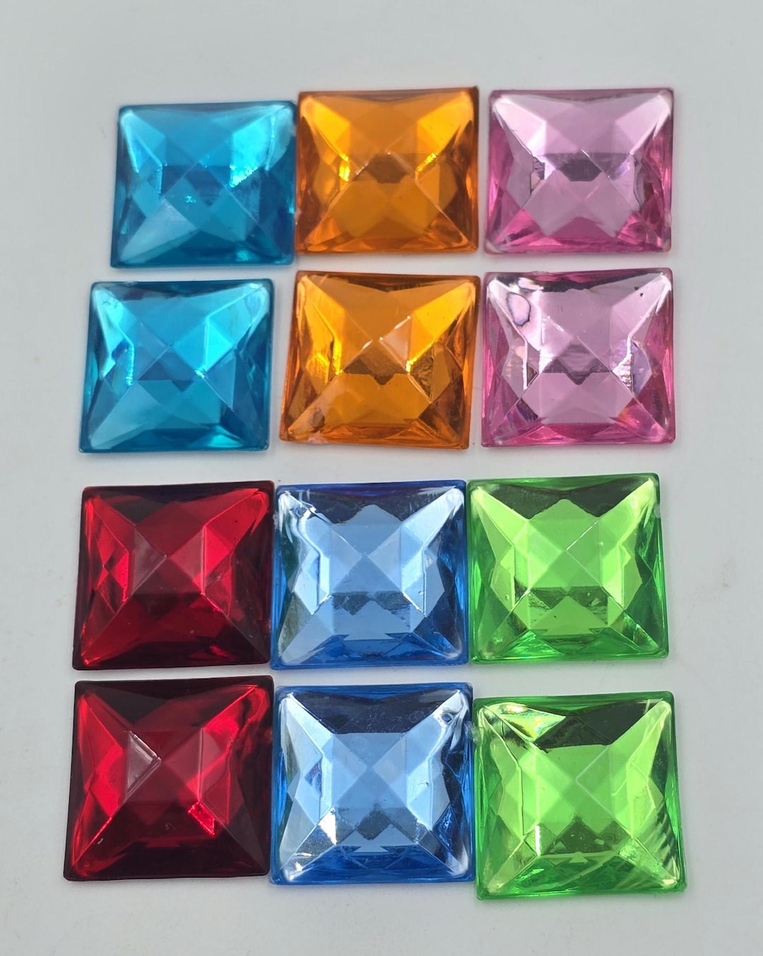 Square Rhinestone, 20 Mm Square Embellishment, Vintage Acrylic, Raised ...
