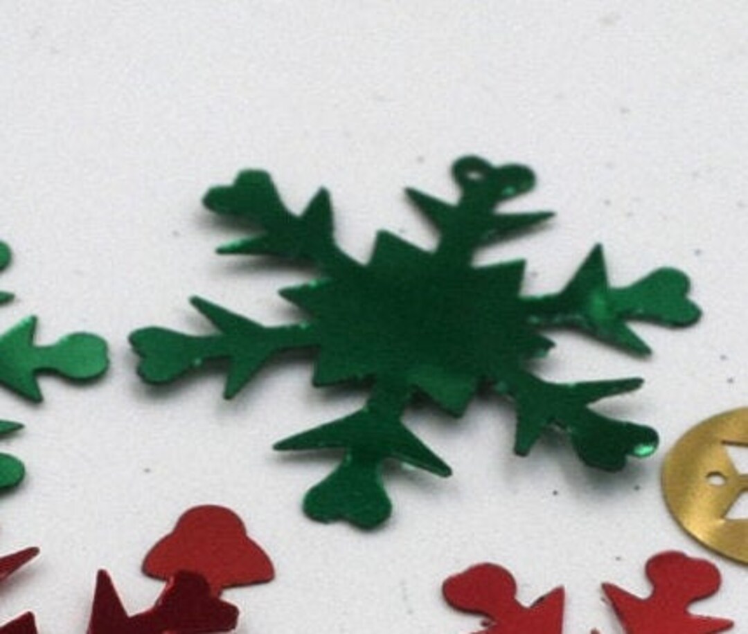 Vintage Christmas Sequins, Holiday Sequins, Snowflakes, Large Snowflake ...