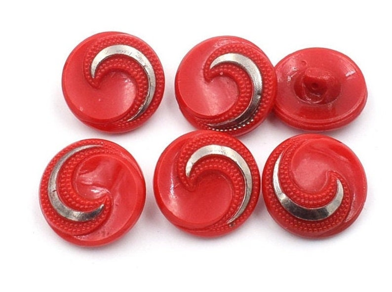 Red Glass Buttons Mid Century Red Glass With Silver Swirl - Etsy
