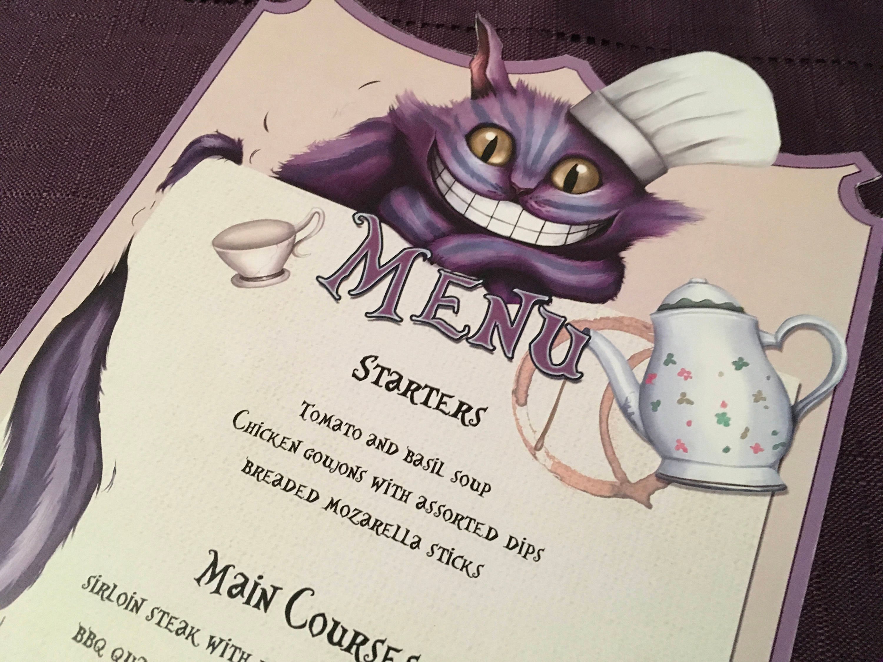 Alice in Wonderland Menu Featuring Cheshire Cat - Etsy
