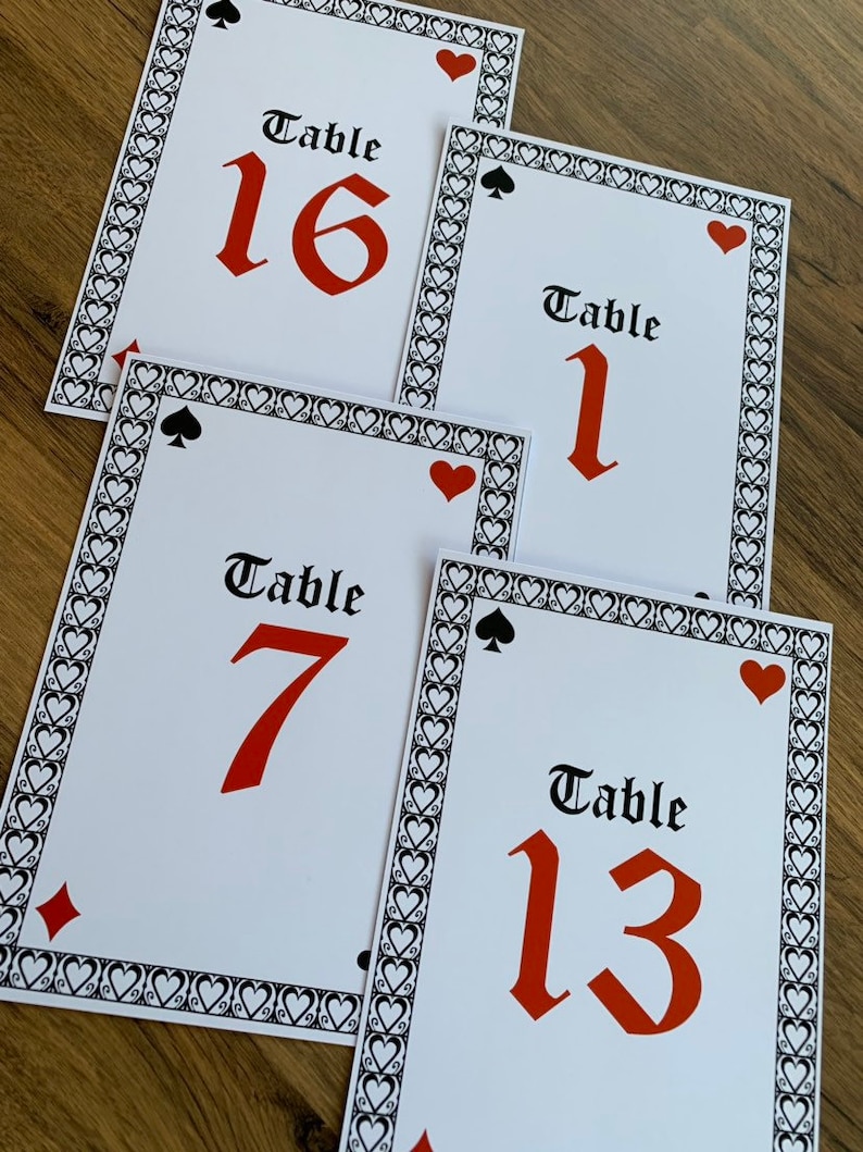 Vegas Wedding Playing Card Table Numbers - Etsy