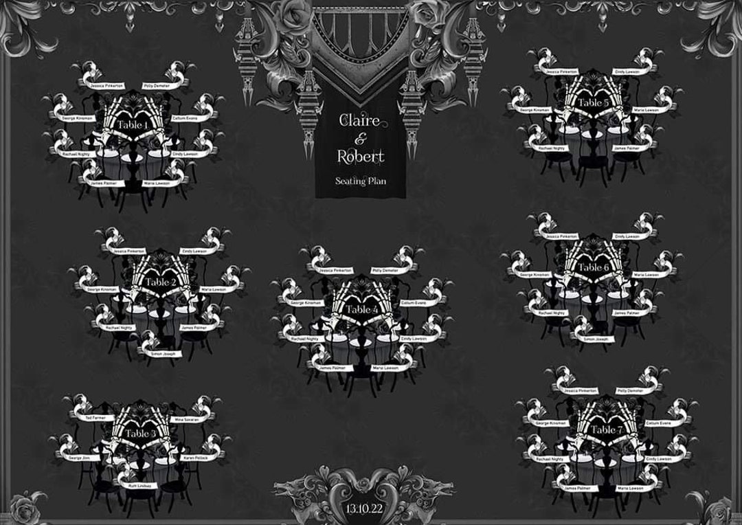 Gothic Wedding Table Plan Seating Plan - Etsy UK