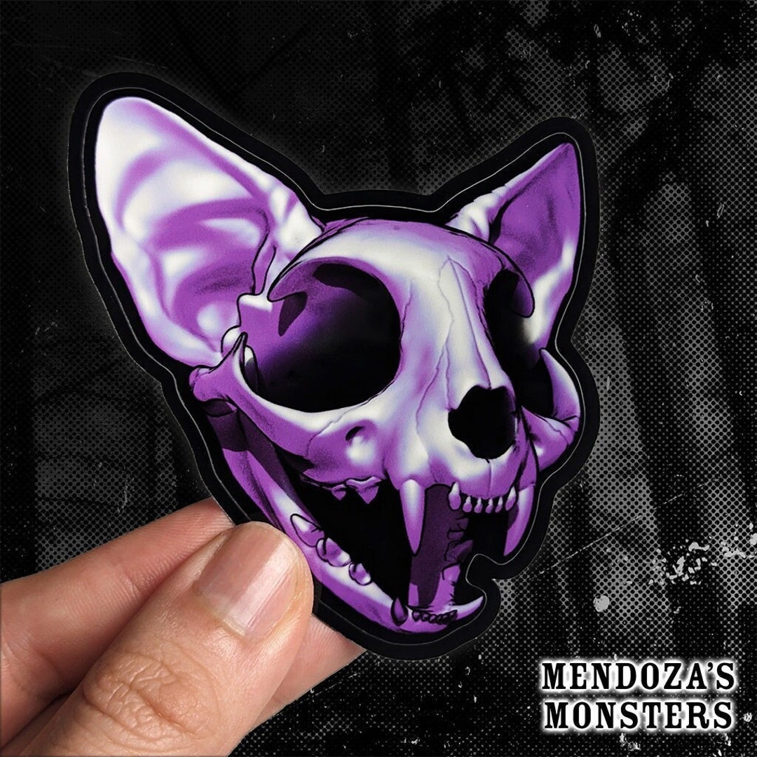 Zombie Kitty Cat Skull Stickers - Glossy Waterproof Vinyl Stickers (3 ...