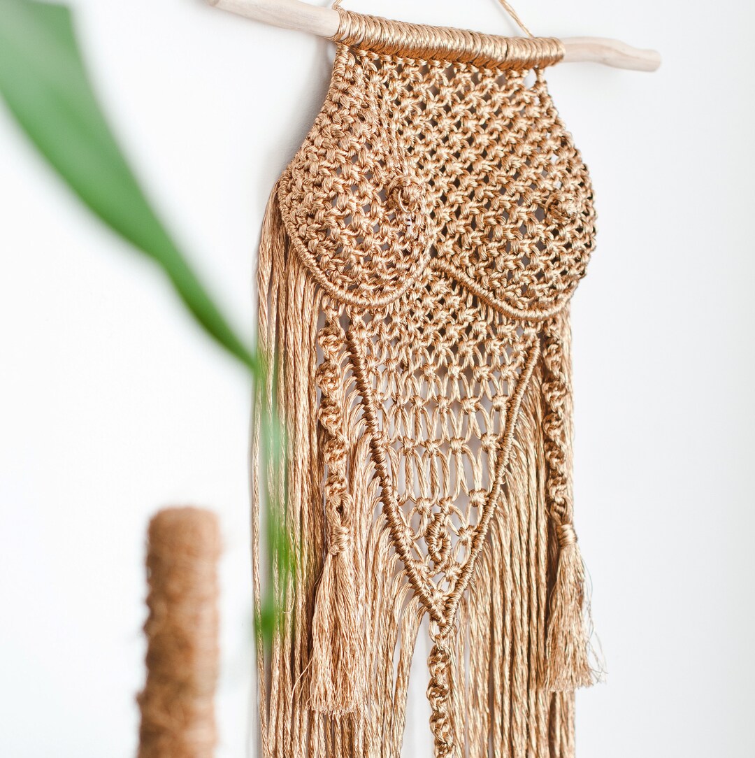 Macrame Boobs Wall Hanging Gold Boobies Wall Decor Breast Etsy Hong Kong