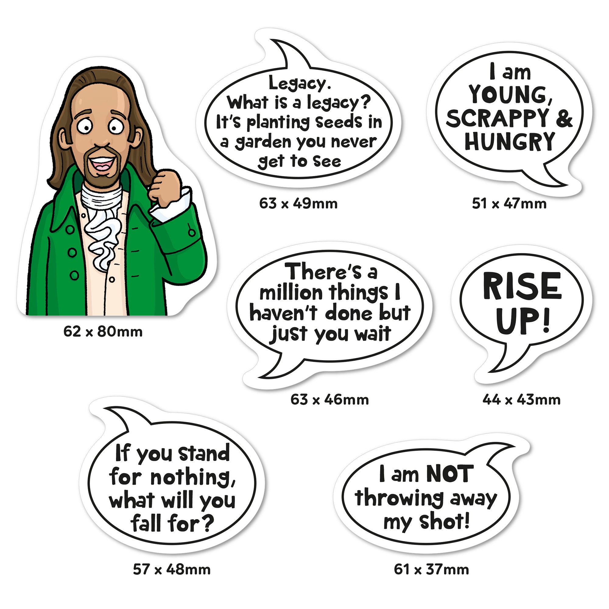 Hamilton Inspired Stickers . Musical Theatre Decals . Set of Seven ...