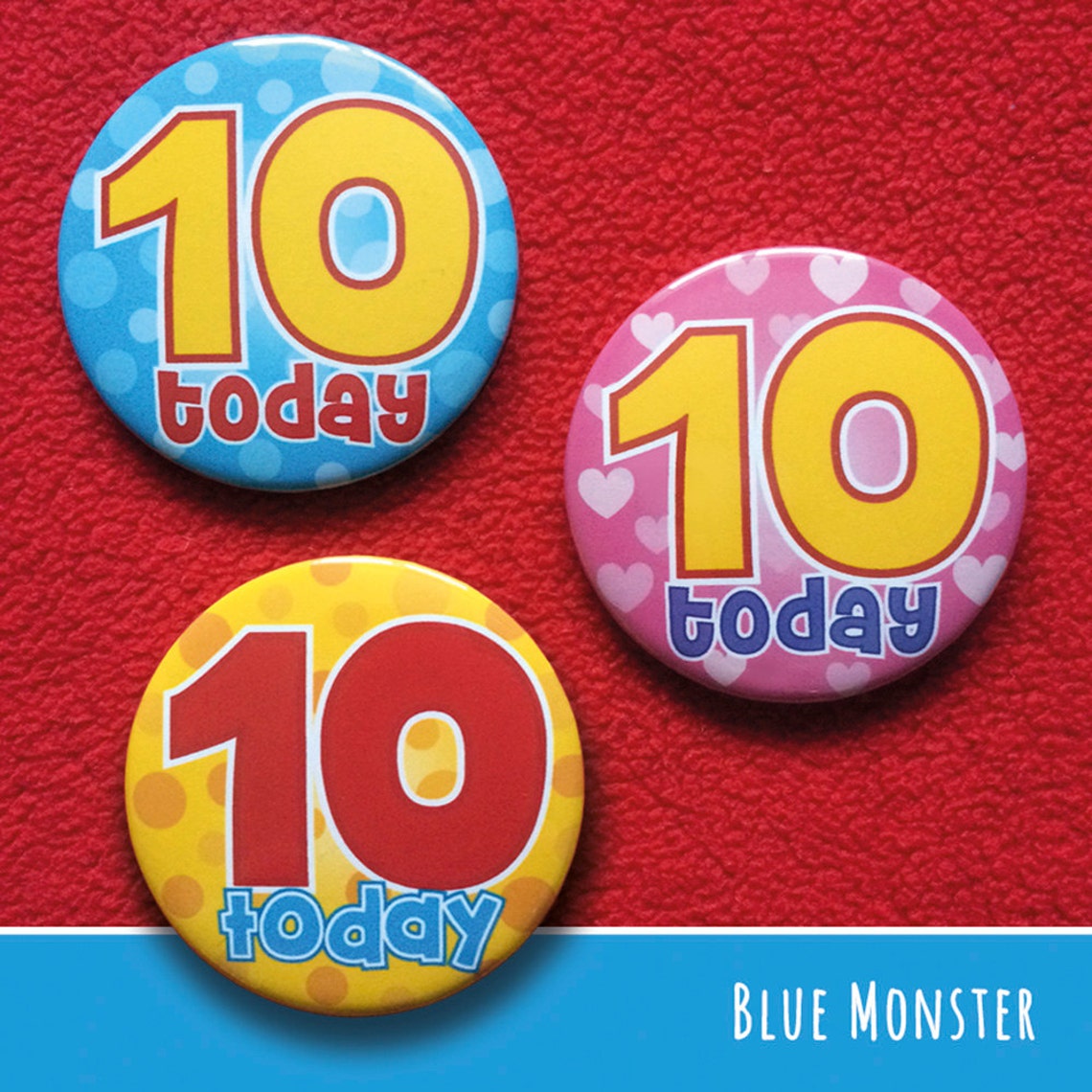 Birthday Age Button Badge 10 Ten | Etsy