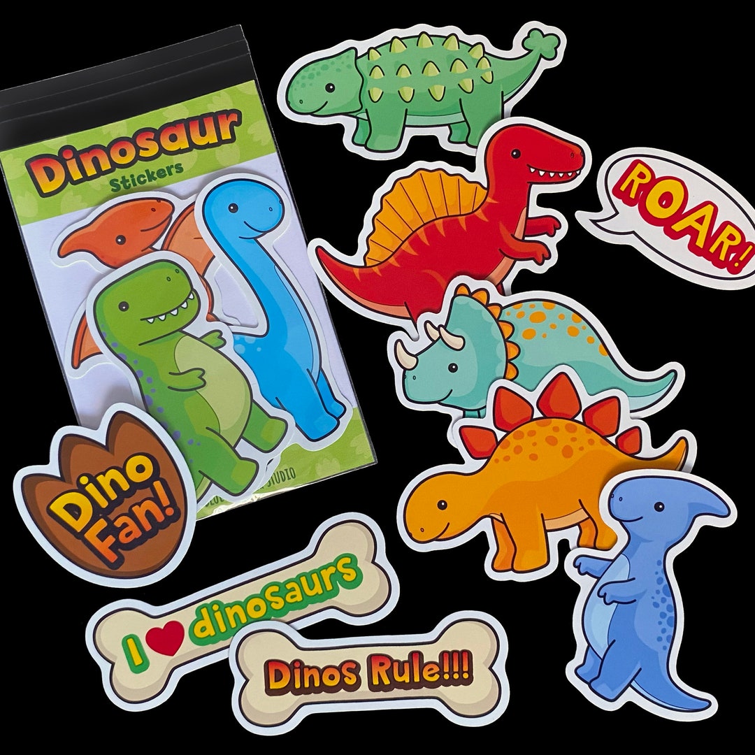 Dinosaur Stickers . Dino Decals . Set of Twelve Prehistoric Stickers - Etsy