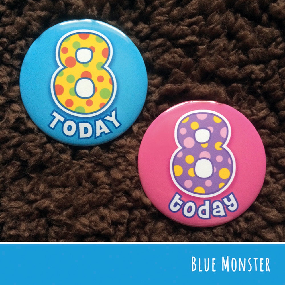 Birthday Age Button Badge 8 Eight - Etsy