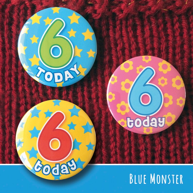 Birthday Age Button Badge 6 Six - Etsy