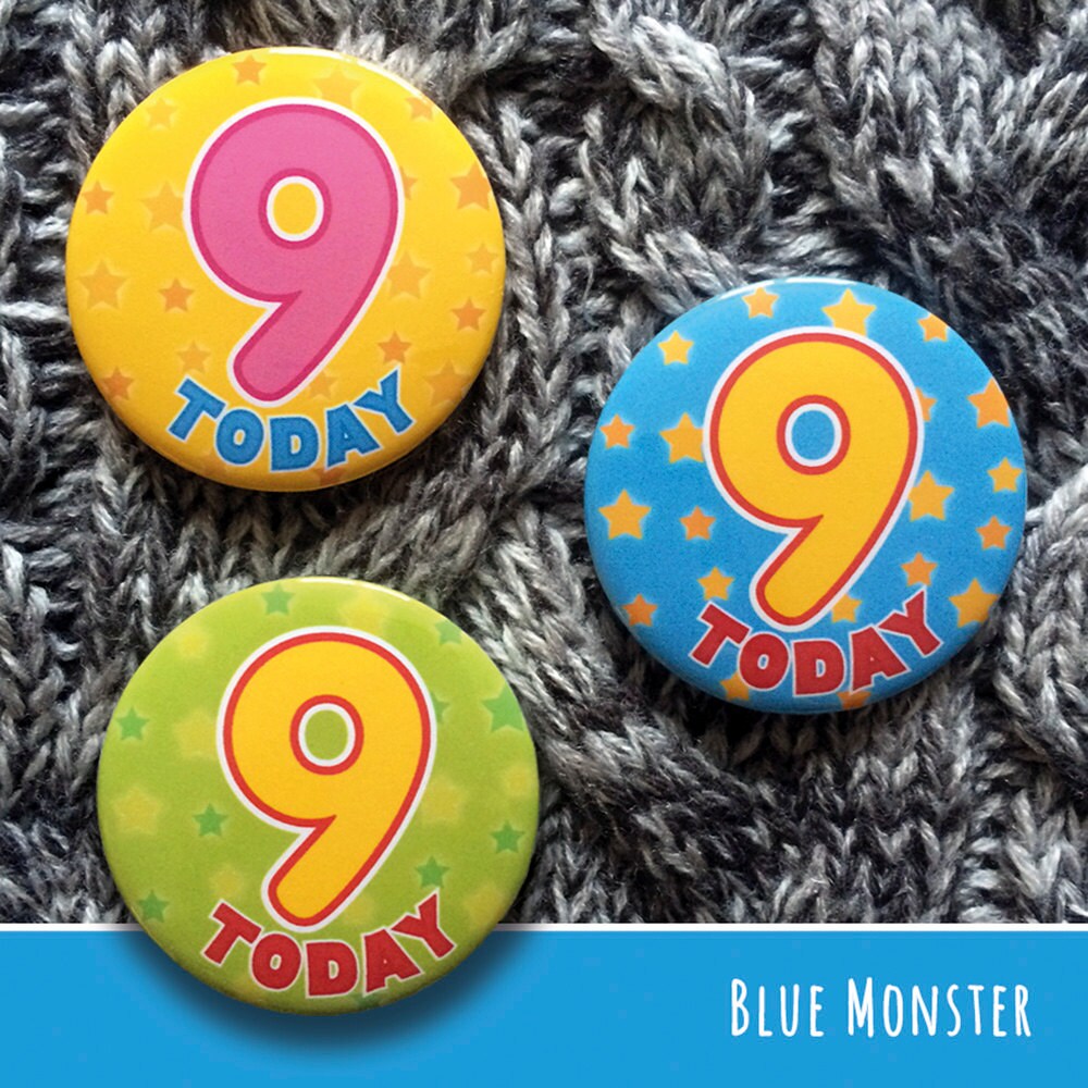 Birthday Age Button Badge 9 Nine - Etsy UK