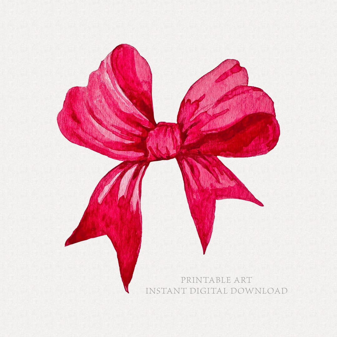 Red Bow Painting Printable Art Instant Digital Download - Etsy