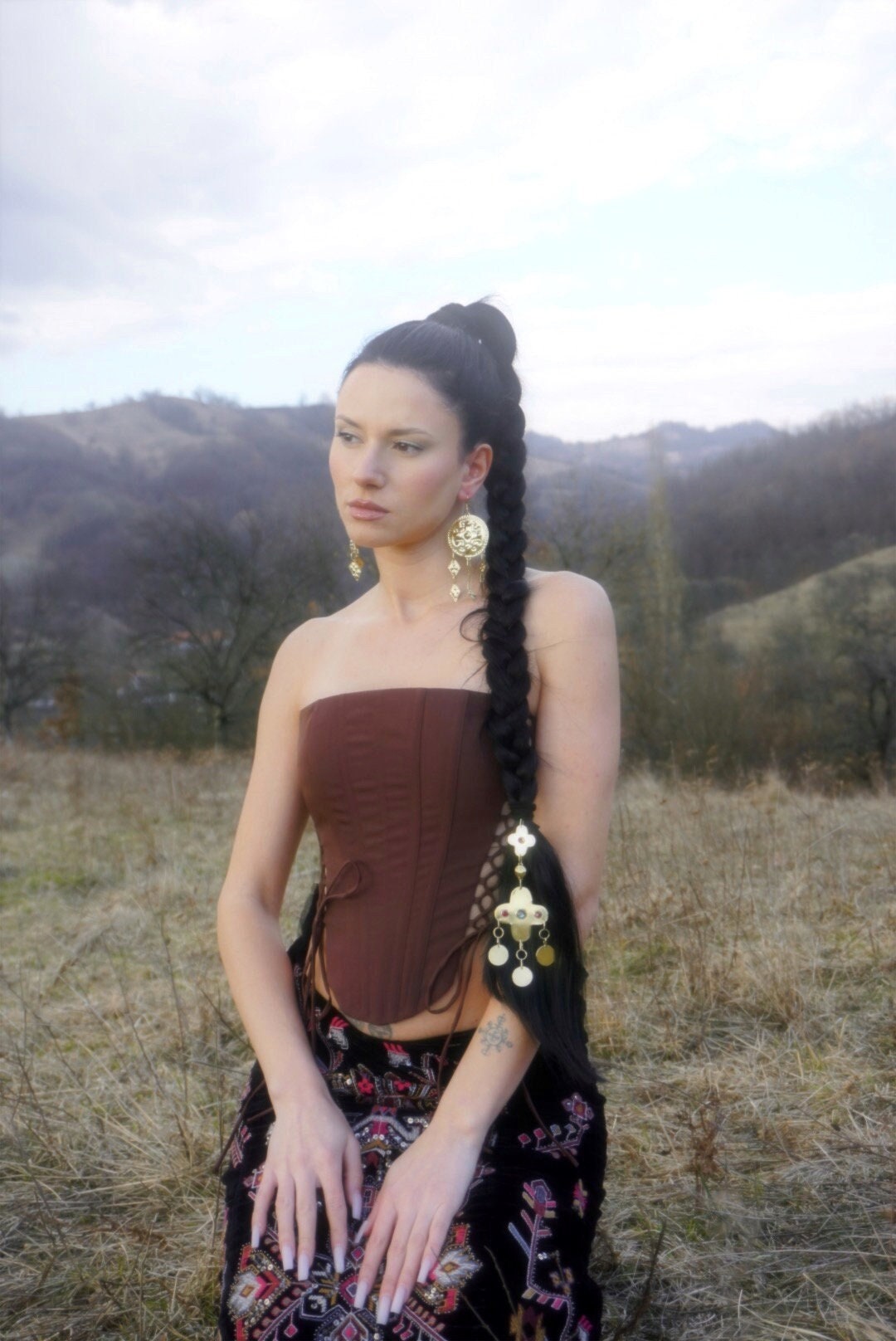 Slavic Braid Jewelry: Brass Nakosnik With Zircons & Labradorite - Etsy