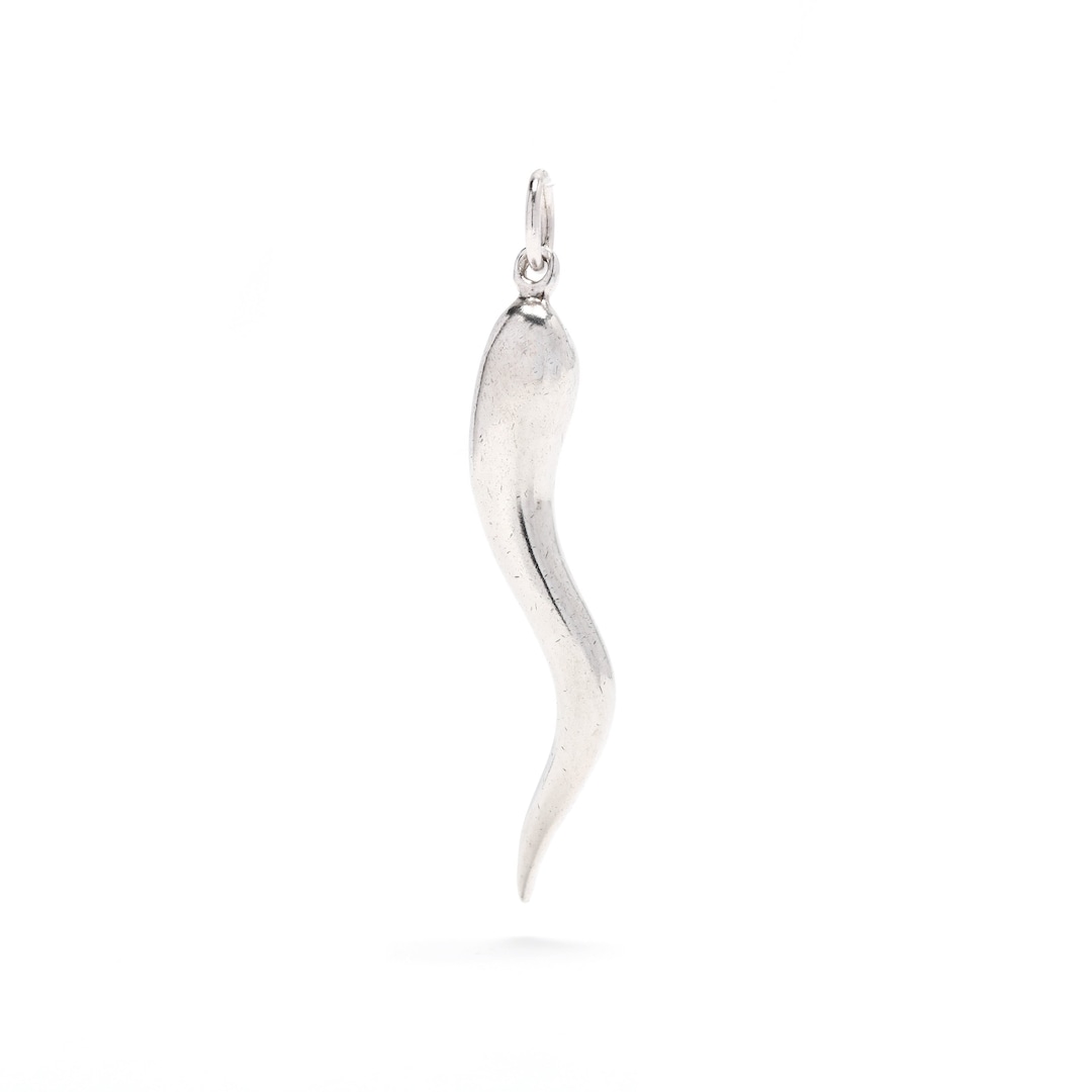 Cornicello Italian Horn Charm, Sterling Silver, 1.5 Inches, Silver ...