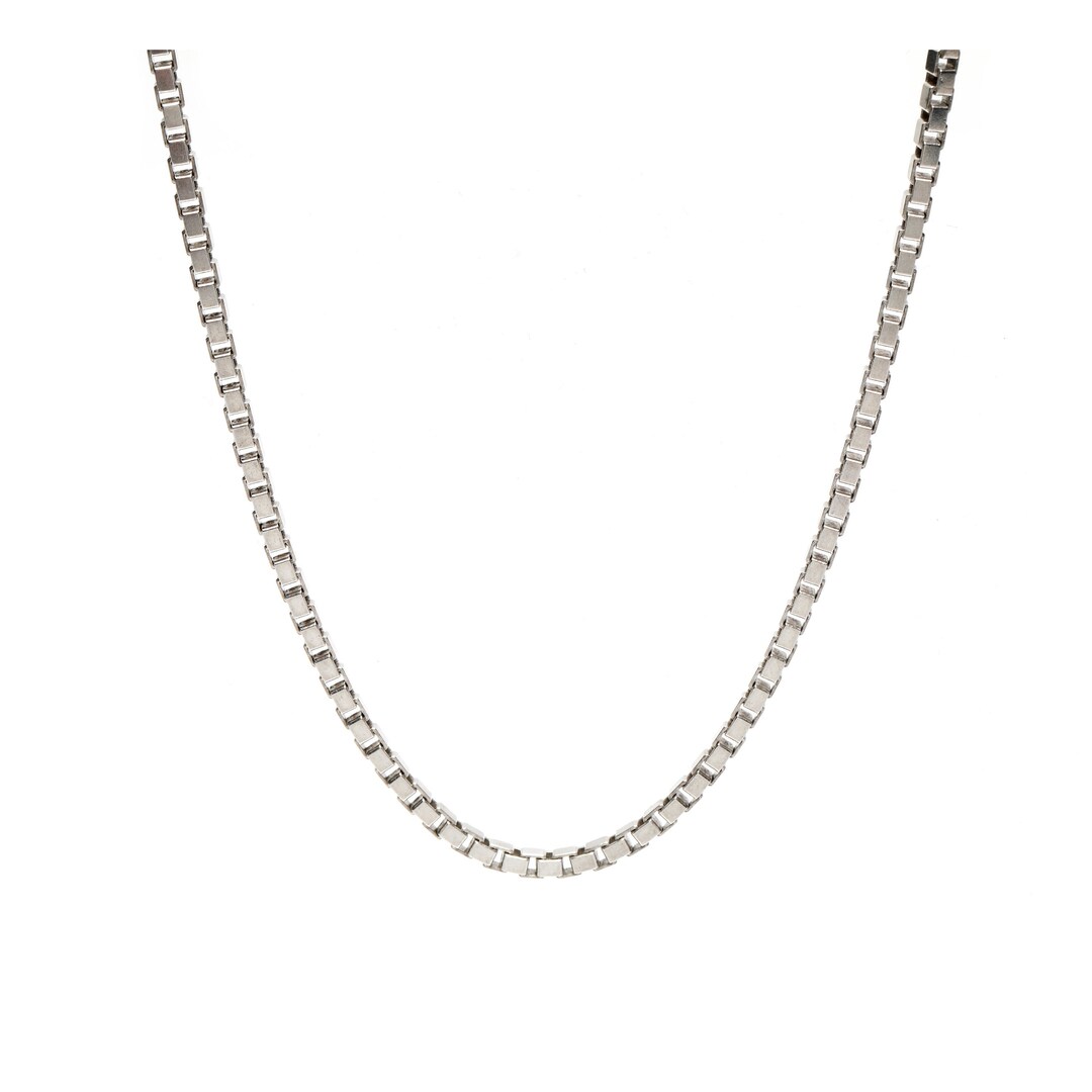 Vintage Italian Thick Box Chain Necklace, Sterling Silver, Length 16 ...