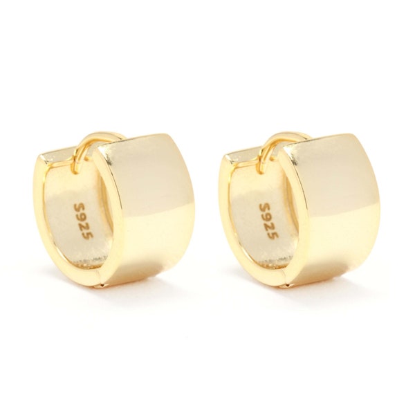 Wide Chunky Huggie Hoops - Etsy