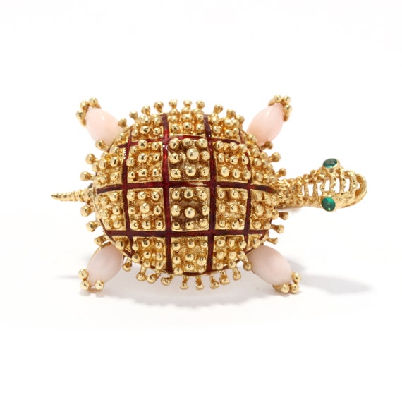 italian coral enamel turtle - Gem