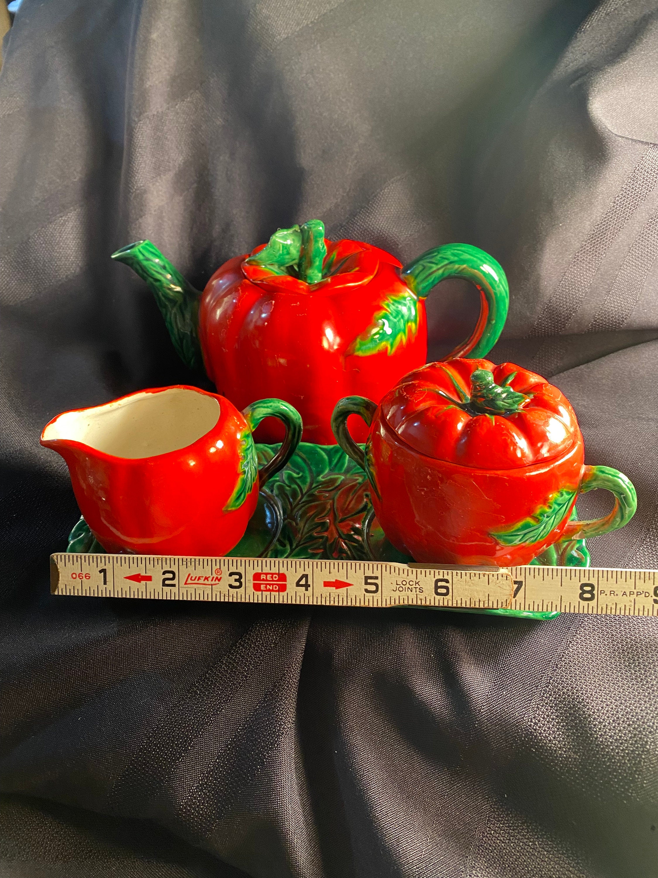 Vintage Tomato Tea Set - Etsy