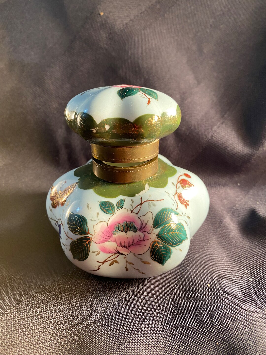 Antique Hand Painted Ink Well - Etsy