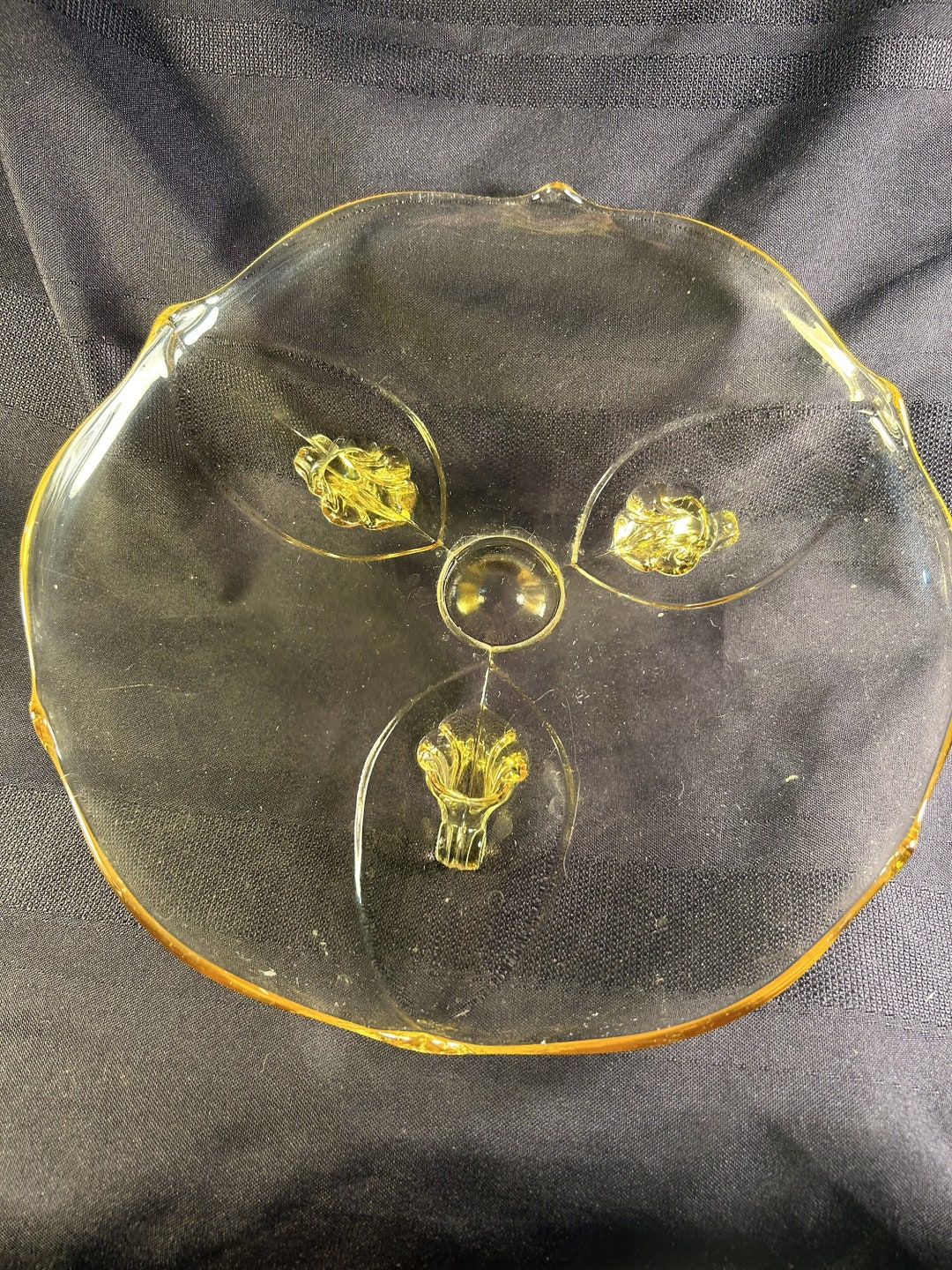 Yellow Depression Glass Cake Stand - Etsy