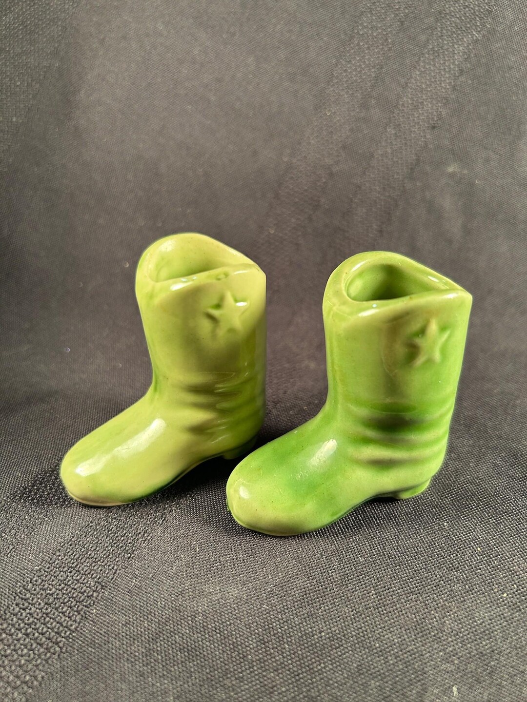 Vintage Green Ceramic Boot Figurines - Unique Home Decor - Etsy