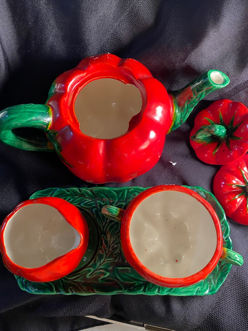 Vintage Tomato Tea Set - Etsy