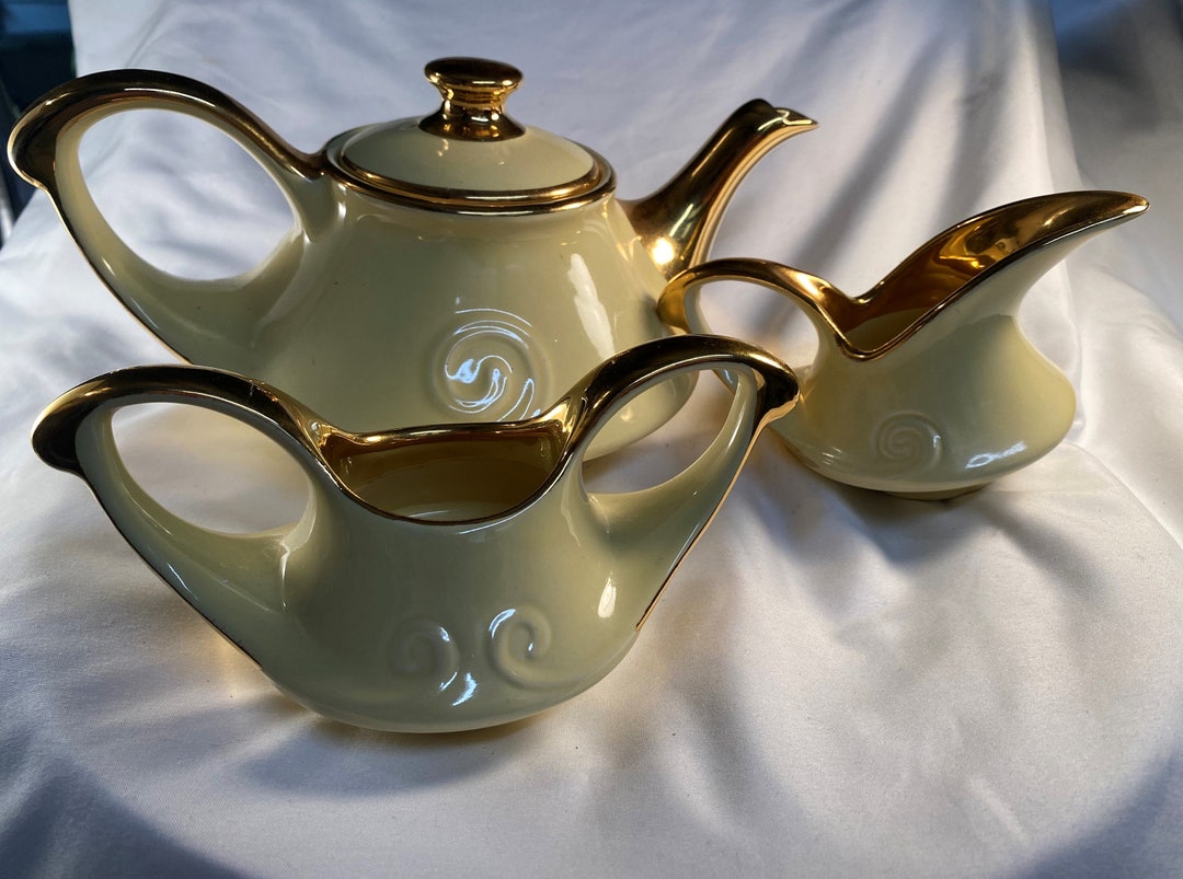 Cream and Gold Pearl Tea Set - Etsy