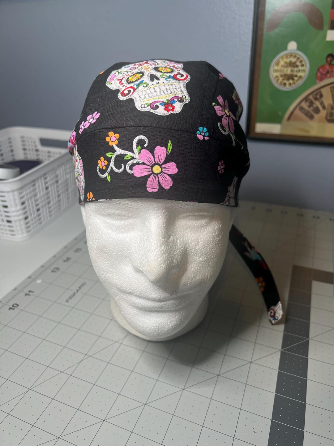 Dia De Los Muertos, Skeleton, Durag, Skull Cap, Du Rag, Hat, Chemo Cap ...