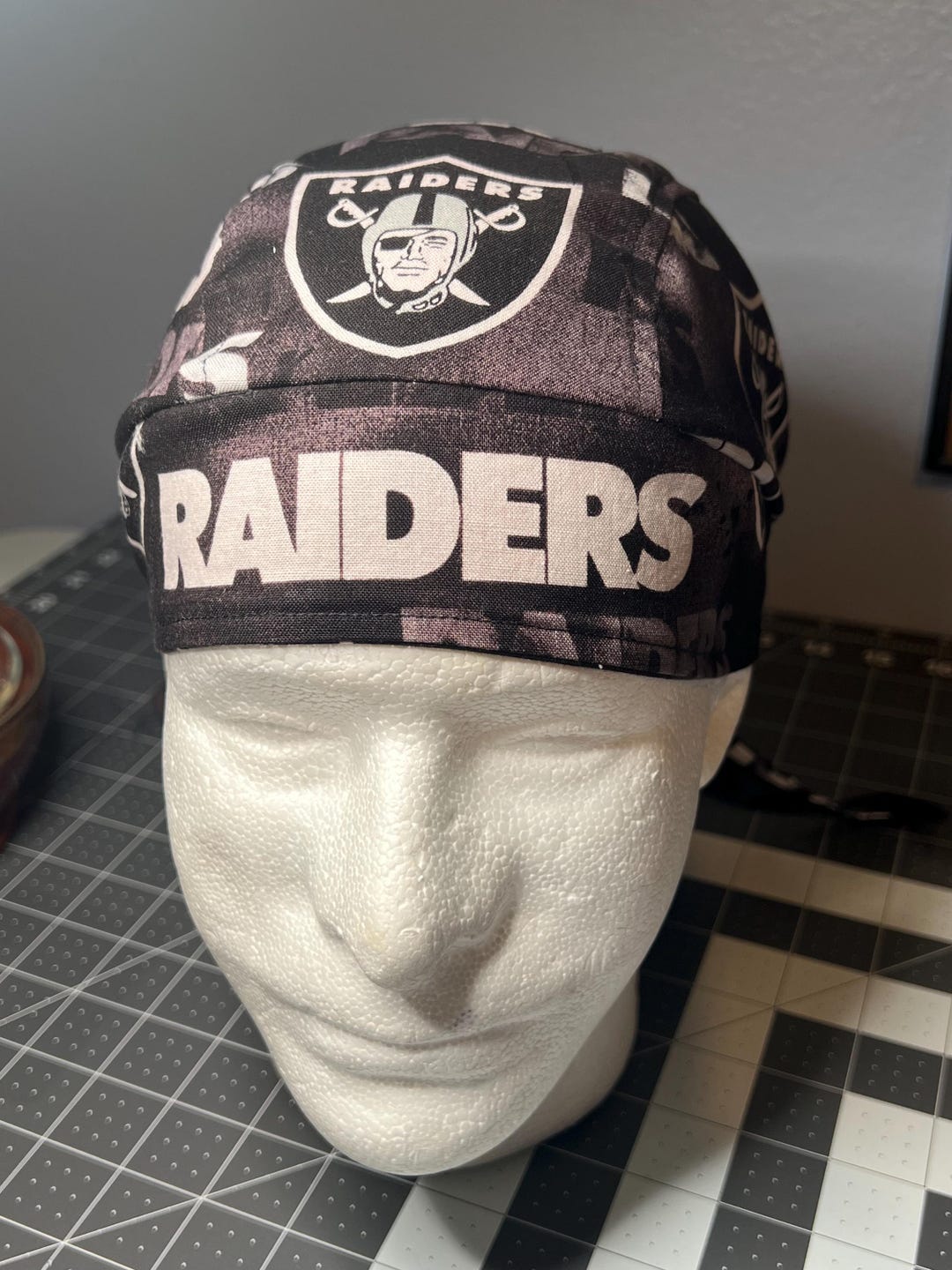 Raiders Durag, Football, Skull Cap, Helmet Lined Du Rag, Hat, Chemo Cap ...