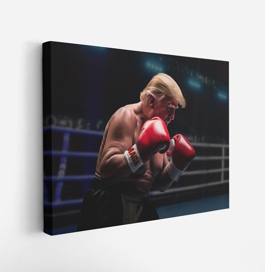 Donald Trump Fighter in Boxing Ring Unique 24x18 Canvas Print ...