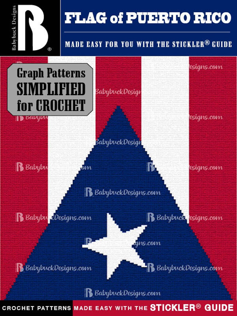Flag of Puerto Rico Graph Pattern - Fun & Easy to Crochet! - Etsy