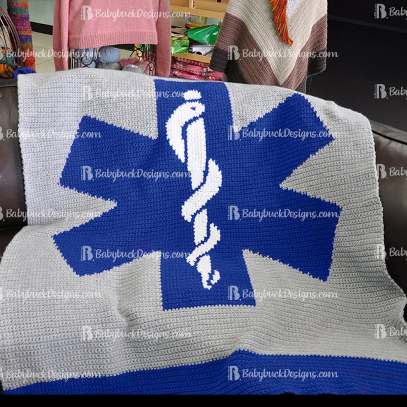 Star of Life EMT EMS Paramedic Afghan Pattern - Fun and Easy to Crochet ...