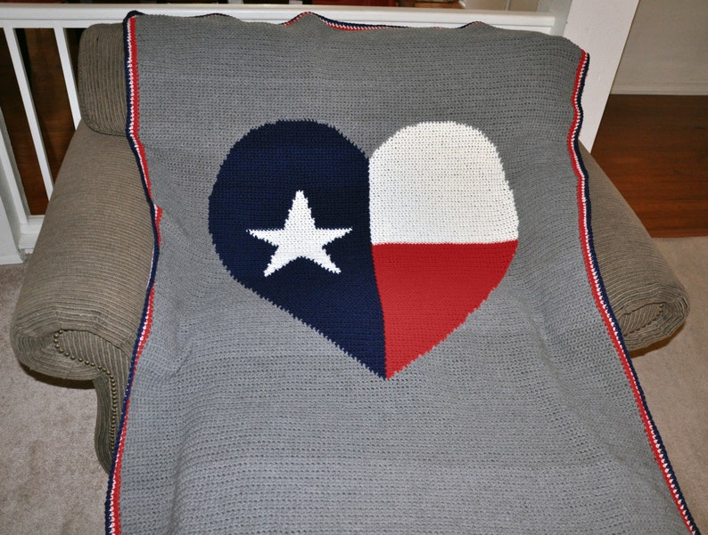 Texas Heart Lone Star Flag Afghan Pattern - Fun and Easy to Crochet! - Etsy