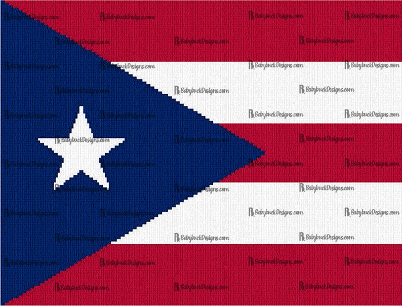 Flag of Puerto Rico Graph Pattern - Fun & Easy to Crochet! - Etsy