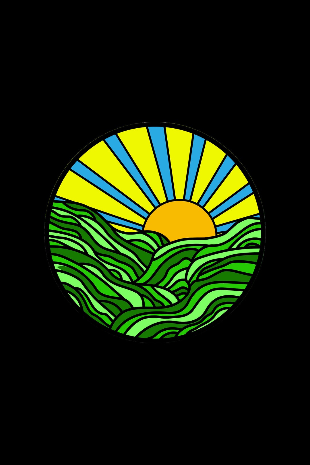 Mountain Sunrise Colorful Die-cut Sticker for Laptop, Water Bottle ...