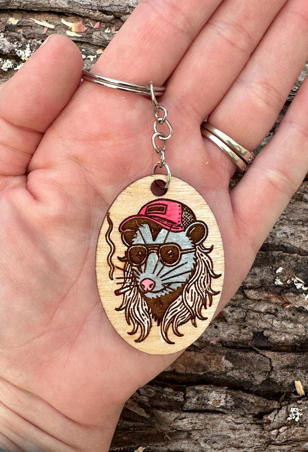 Possum Smoking Trucker Hat Mullet Keychain - Etsy