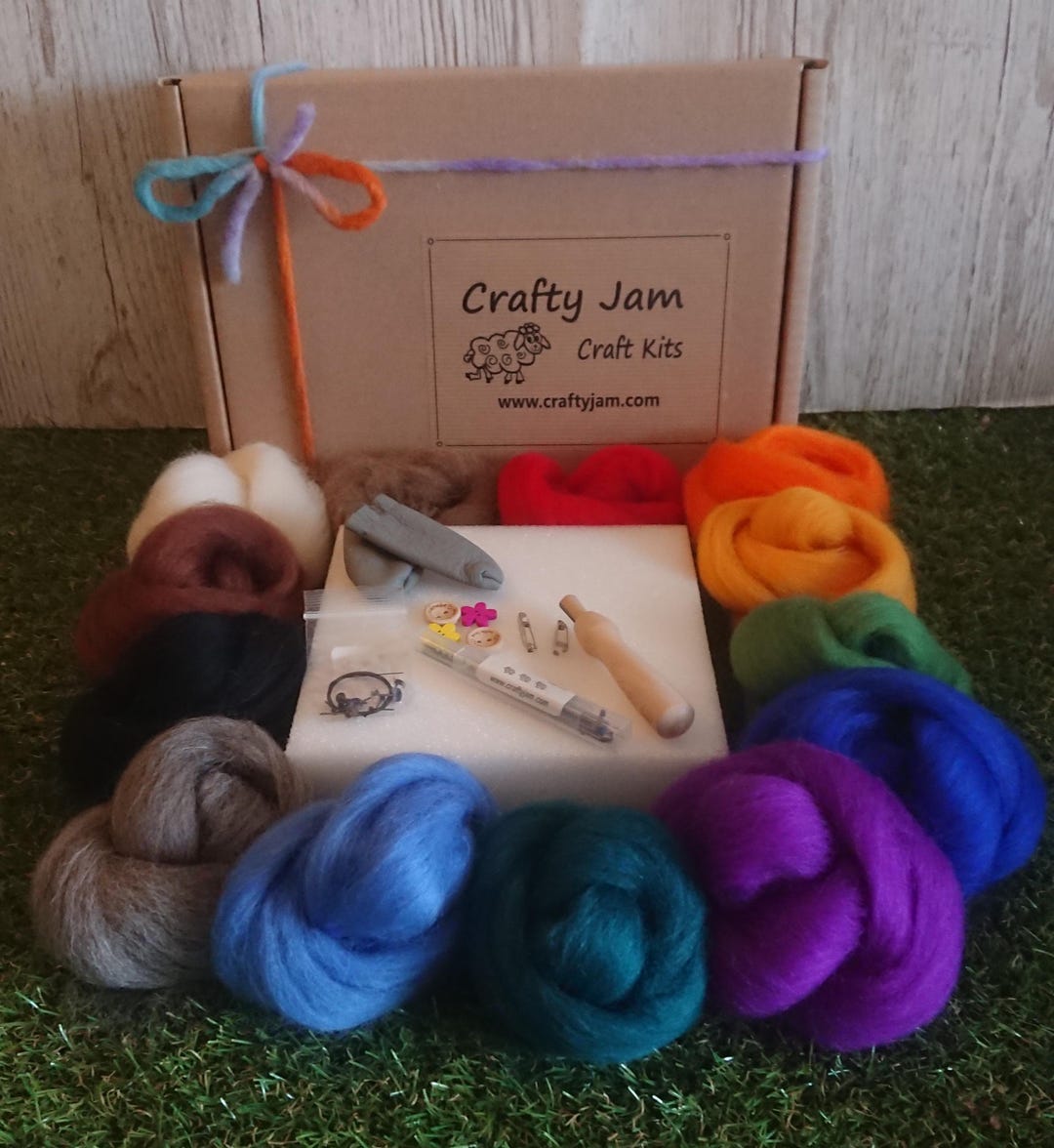 Needle Felting Starter Kit Brights & Naturals, Needles Mat Etc, Box ...