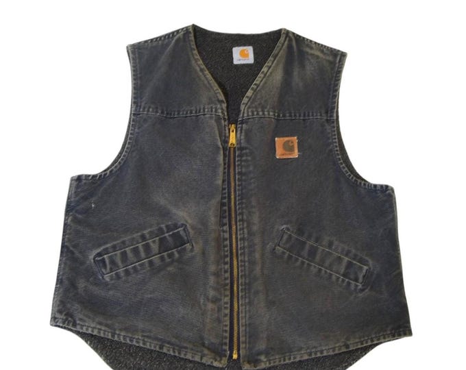 1980s Carhartt Sherpa Lined Vest Chest 46" - Etsy