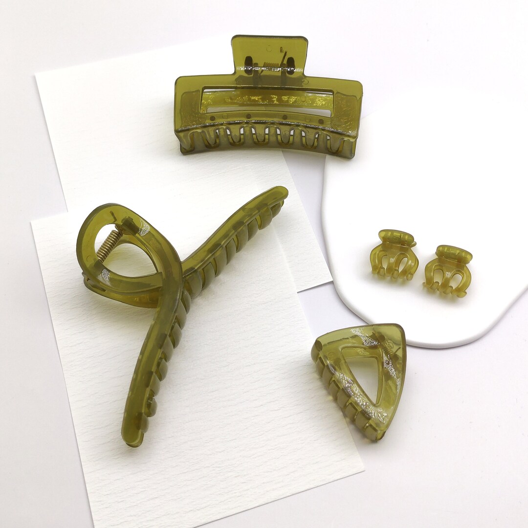 5 - Pack Claw Clip Hair Set. Hair Accessories, Green Acrylic Hair Clips ...