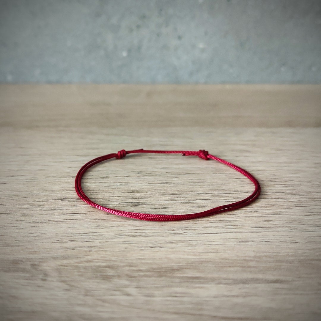 Waterproof Burgundy RED KABBALAH Bracelet Red Buddhist Thin Slip Knots ...
