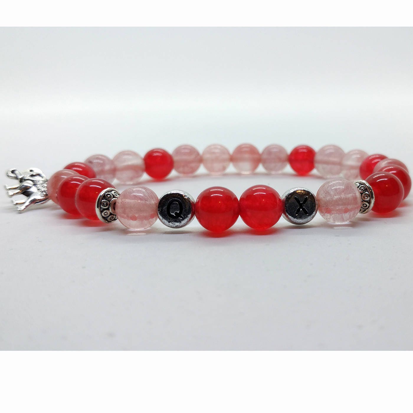 Tourmaline, Ruby Gemstone Beads, Personalized Bracelet.initials Letters ...