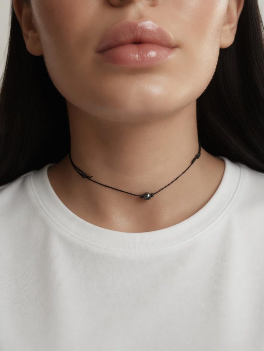 Black Cord Necklace Black String Hematite Choker Christmas T Black 5509