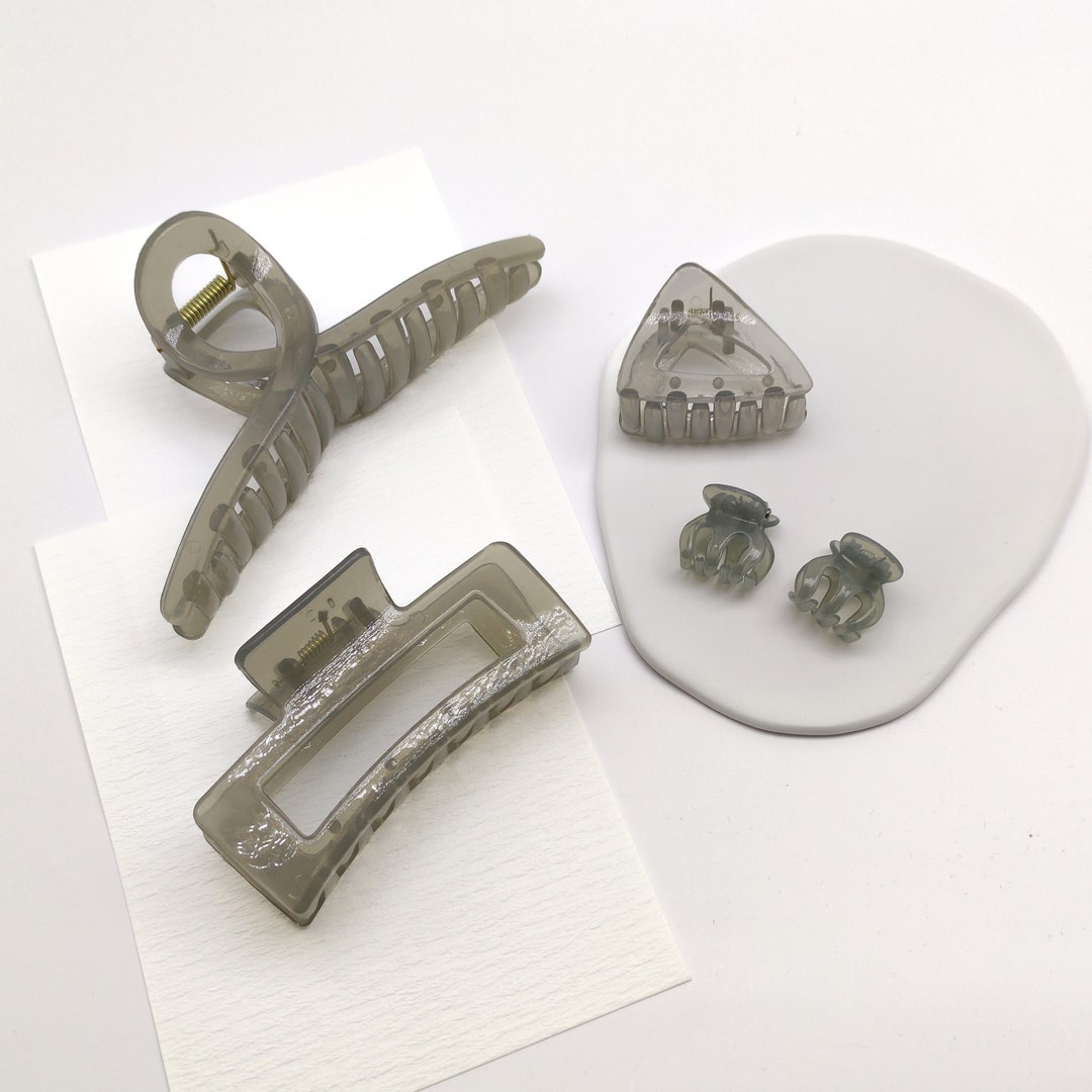 5 - Pack Claw Clip Hair Set. Hair Accessories, Gray Acrylic Hair Clips ...